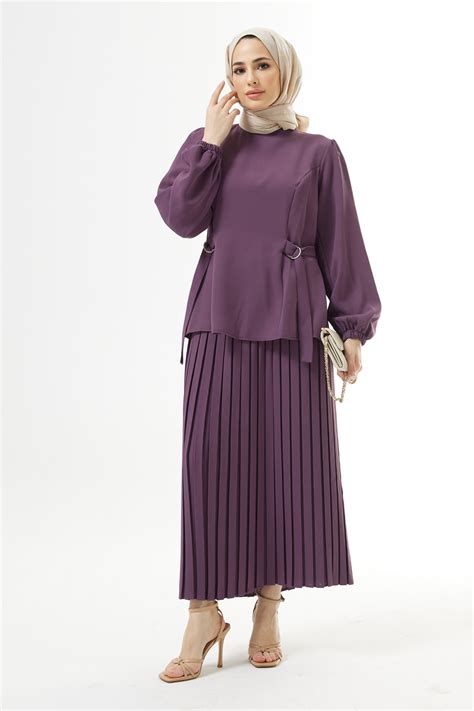 Pleated Skirt Suit Purple