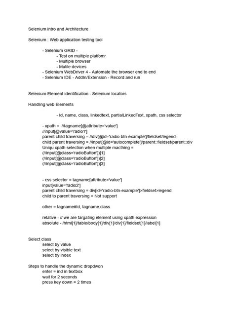 Selenium Intro And Architecture Pdf