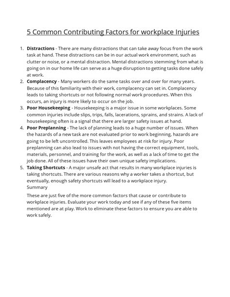 5 Contributing Factors Scs Safety