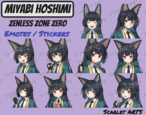 Emotes Stickers Zenless Zone Zero De Miyabi Hoshimi Style Anime Chibi Emotes Twitch