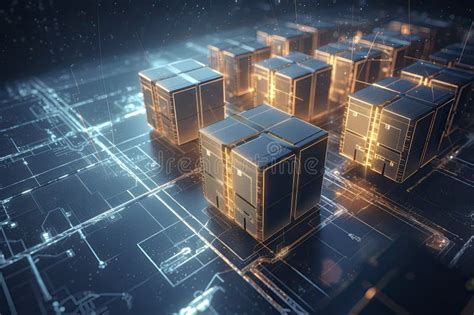 Futuristic Cpu Quantum Processor In The Global Computer Network Stock Illustration