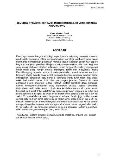 Pdf Jemuran Otomatis Berbasis Mikrokontroller Menggunakan Arduino Uno