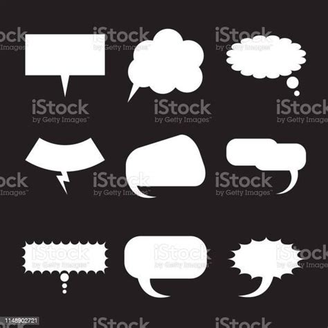만화 연설 거품의 집합입니다 벡터 일러스트 레이 션 및 그래픽 요소입니다 빈티지 단어 거품 복고풍 거품 만화 모양입니다 생각 하 고 말하기 구름 벡터 세트 곡선에 대한 스톡