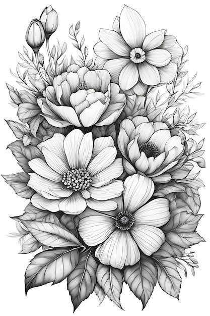 Desenho De Flores Para Colorir Para Adultos Foto Premium