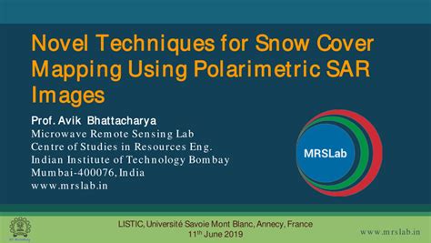 pdf novel techniques for snow cover mapping using polarimetric sar images