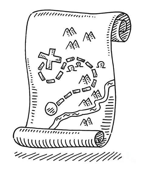 Paper Scroll Map Treasure Hunt Drawing Drawing By Frank Ramspott Pixels