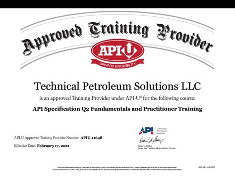 API Spec Q1 Q2 Training Technical Petroleum Solutions