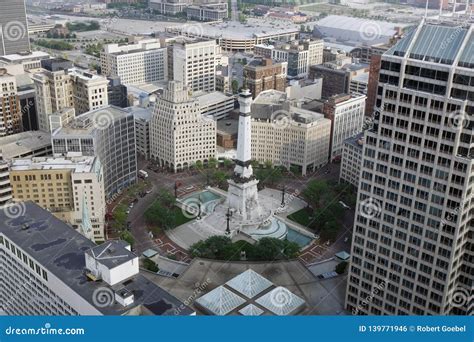 This Is A 2018 View Of Monument Circle In The City Of Indianapolis