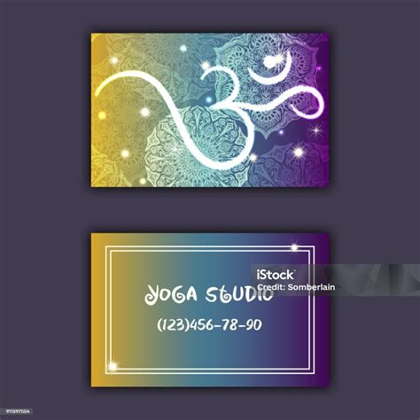 요가 스튜디오 또는 요가 강사 명함 만다라 장식와 옴 민족 배경 0명에 대한 스톡 벡터 아트 및 기타 이미지 0명 꽃 식물 디자인 Istock