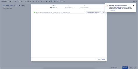 message there s no jira application link set pops up and select