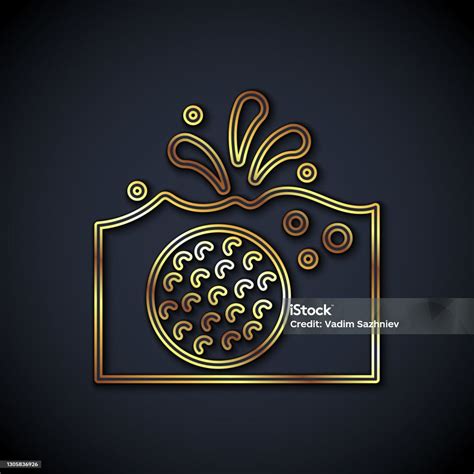 검은 색 배경에 고립 된 물 아이콘의 골드 라인 골프 공 벡터 경쟁에 대한 스톡 벡터 아트 및 기타 이미지 경쟁 골 스포츠 장비 골프 Istock