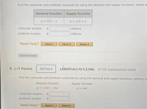 Solved Find The Consumer And Producer Surpluses By Using The Chegg Com
