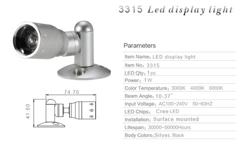 1w Mini Led Display Light Focusable For Glass Display Showcases