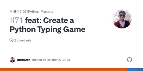 Feat Create A Python Typing Game Issue MrB Python Projects GitHub