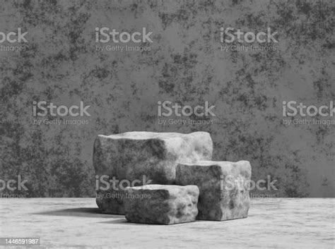 바위 돌 연단 자연 제품 디스플레이 룸 스튜디오 쇼케이스 배경 제품 배치 3d 렌더링 0명에 대한 스톡 사진 및 기타 이미지 0명 3차원 형태 Fashion Show