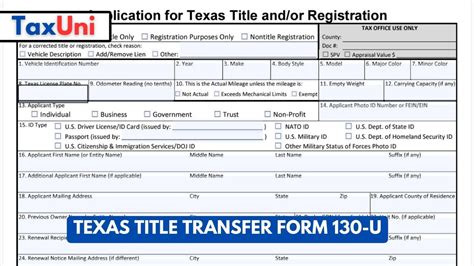 Texas Title Transfer Form 130 U 2025