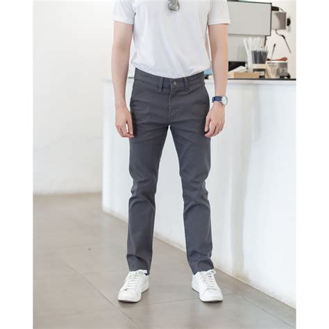 กางเกงชิโน่ Chino Pant ทรงกระบอกเล็ก ผ้ายืด Shopee Thailand