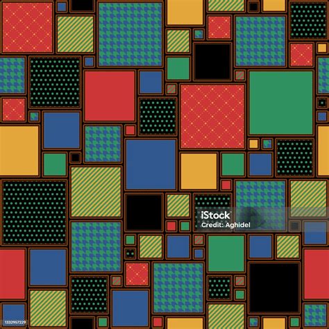 패치워크 스타일의 반복적인 배경 색상 스크랩 벡터 원활한 패턴 사각형 기하학적 모양 패브릭 스와트 포장지 직물 홈 데코 천을
