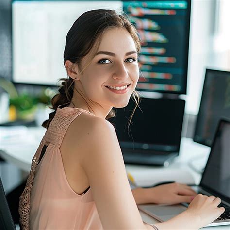 Smart Lady Software Developer Premium Ai Generated Image