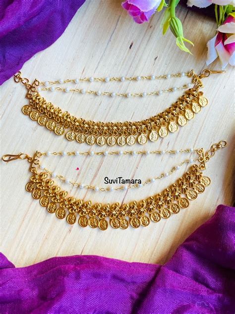 Lakshmi Coin Peacock Ear Chains Suvitamara