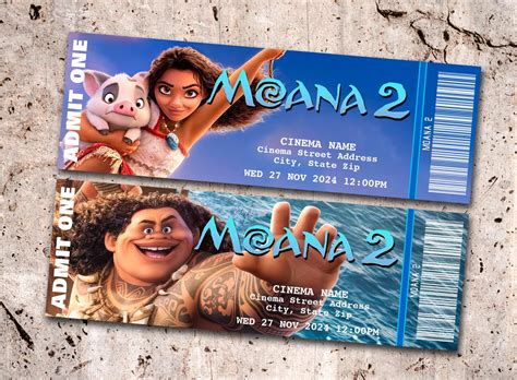 MOANA 2 Collectible Keepsake Tickets Etsy Movie Tickets Moana Cinema Ticket