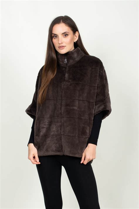 Шуба з еко хутра коричнева з вкороченими рукавами Світ Шкіри та Хутра