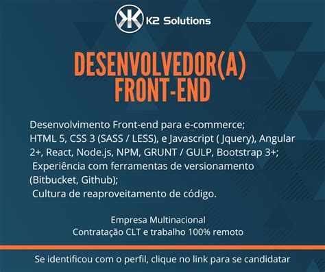 Desenvolvedor Front End K2 Solutions
