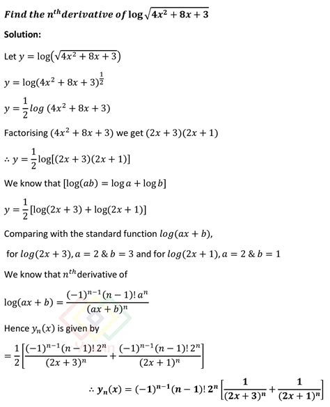 Find The Nth Derivative Of Logsqrt4x28x3 Yawin