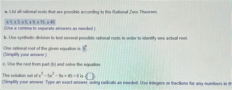 solved a ﻿list all rational roots that are possible