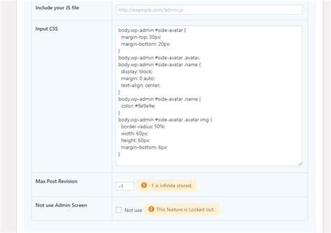 Admin Sidebar My Wp Customize
