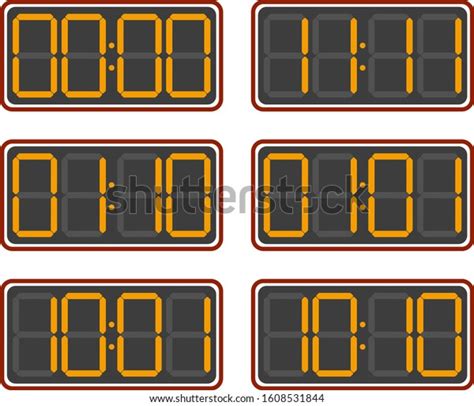 7 Segment Indicator Screen Numbers Yellow Stock Vector Royalty Free