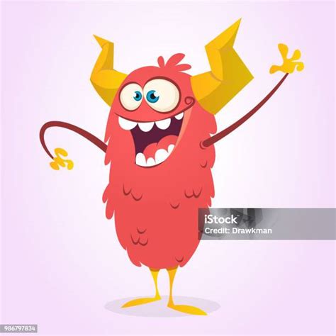 귀여운 만화 악마입니다 할로윈에 대 한 재미 있는 붉은 악마 캐릭터의 벡터 일러스트 레이 션 갈고리 발톱에 대한 스톡 벡터 아트 및 기타 이미지 Istock