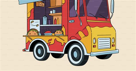 그 위에 햄버거를 얹은 푸드 트럭 벡터 Unsplash의 음식 이미지