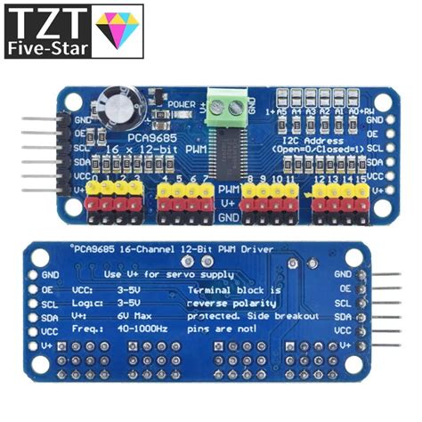 Tzt Servomoteur Pwm 16 Canaux 12 Bits Interface I2c Pca9685 Pour