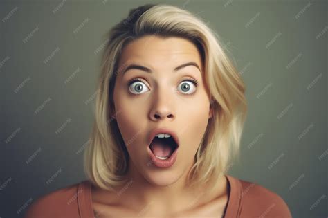 Blond Woman With Open Mouth And Tongue Wide Open Looking Surprised
