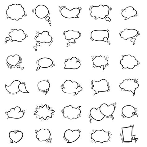 Premium Vector Set Of Hand Drawn Black Colored Linear Speech Balloons