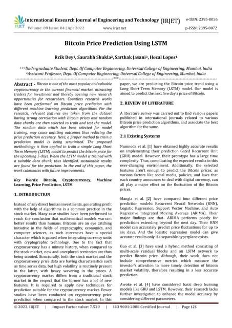 Bitcoin Price Prediction And Forecasting Pdf