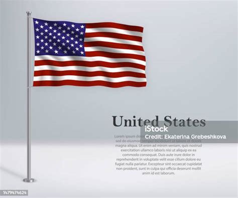 깃대에 미국 국기를 흔들고 있다 독립 기념일 포스터에 대 한 템플릿 3차원 형태에 대한 스톡 벡터 아트 및 기타 이미지 3차원 형태 7월 개체 그룹 Istock