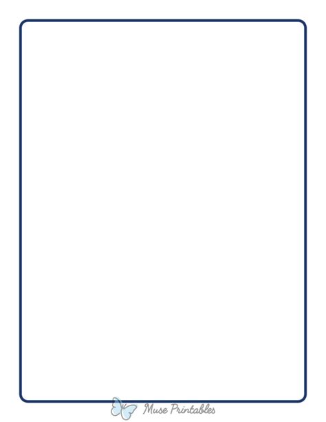 Printable Navy Blue Rounded Thin Line Page Border