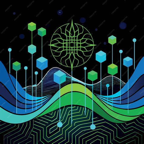 터 추상 기술 배경 파동 신경 네트워크 라인 및 이진 코드 텍스처 배경 프리미엄 ai 생성 벡터