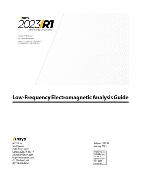 Low Frequency Electromagnetic Analysis Guide Ansys Pdf