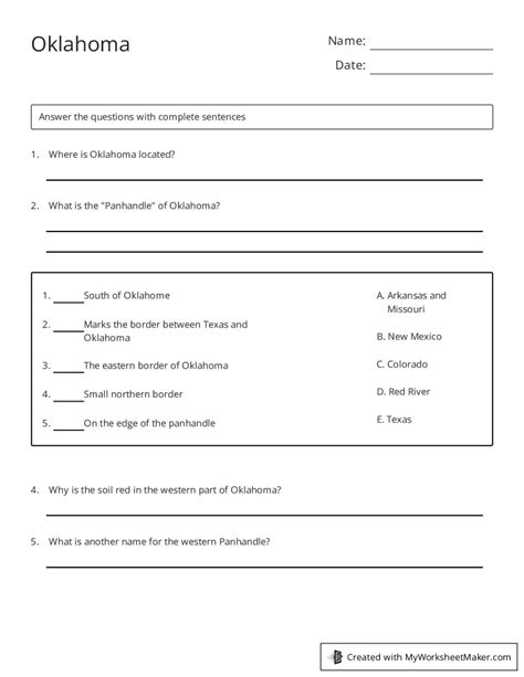 Oklahoma My Worksheet Maker Create Your Own Worksheets
