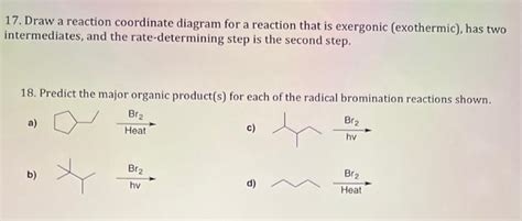 Solved 17 Draw A Reaction Coordinate Diagram For A Reaction