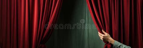 A Hand Reaching Out From Behind A Red Curtain In Theatre Stock Illustration Illustration Of