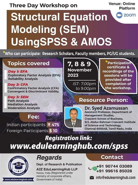 Structural Equation Modeling Sem Using Spss And Amos A Three Day… Sneha Kannan