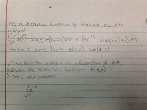 Solved Use A Potential Function To Evaluate The Line Chegg Com