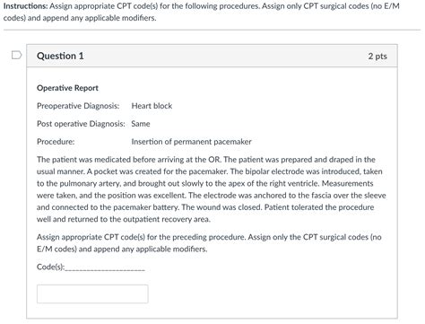 Solved Nstructions Assign Appropriate Cpt Codes For The