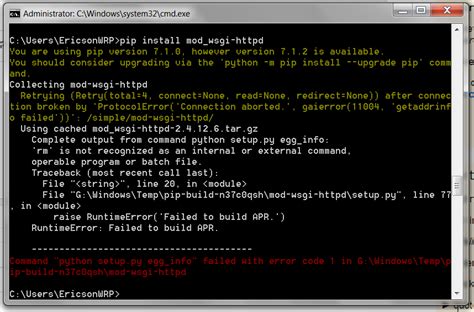 Can T Install Mod Wsgi Httpd On Windows 7 Using Pip Python 3 X