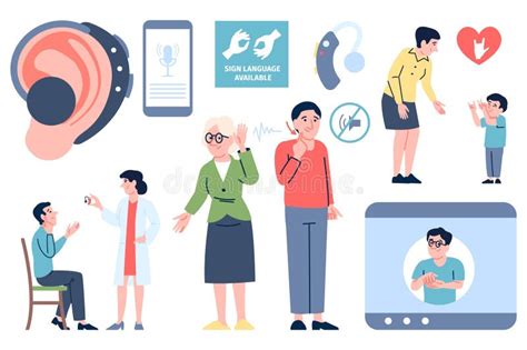 Deaf People Aid Hearing Device For Ears Doctor And Deaf Mute Patient Sign Language