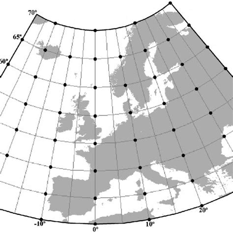 Spatial Distribution Of Grid Points Containing Monthly Slp Data Used In Download Scientific